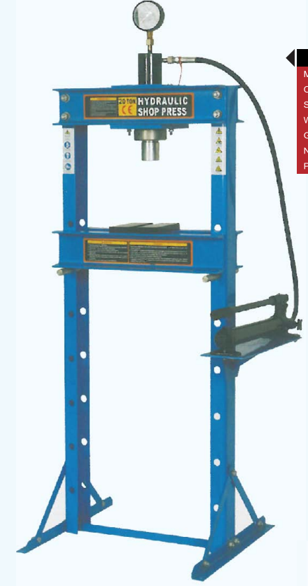 2022 Hot Sale 20Ton Workshop Hydraulic Shop Press - 上海兰婉贸易有限公司